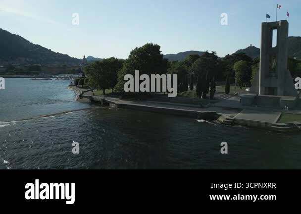 Aerial view of War Memorial (Monumento ai caduti) in the city of Como ...