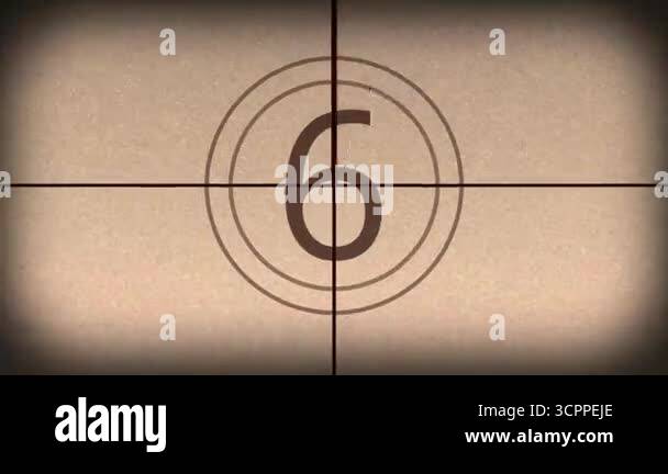 Animated video like an old movie film showing a countdown timer of 7 ...