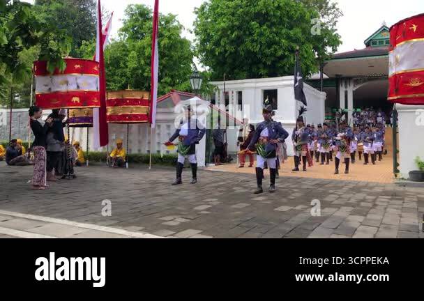 Yogyakarta - September 5, 2025. Yogyakarta Palace soldiers walk from ...