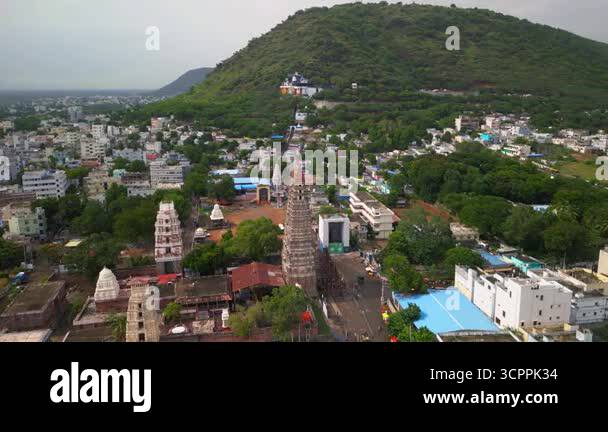 MANGALAGIRI, INDIA - JULY, 7, 2025: Aerial view of Lakshmi Narasimha ...