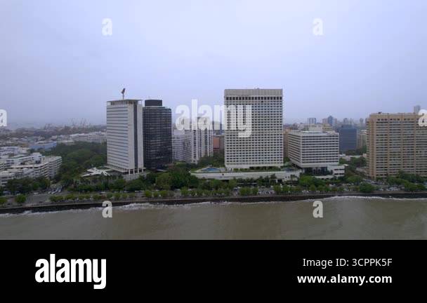 Mumbai, INDIA - JUNE, 24, 2025: Aerial view of Nariman point area and ...