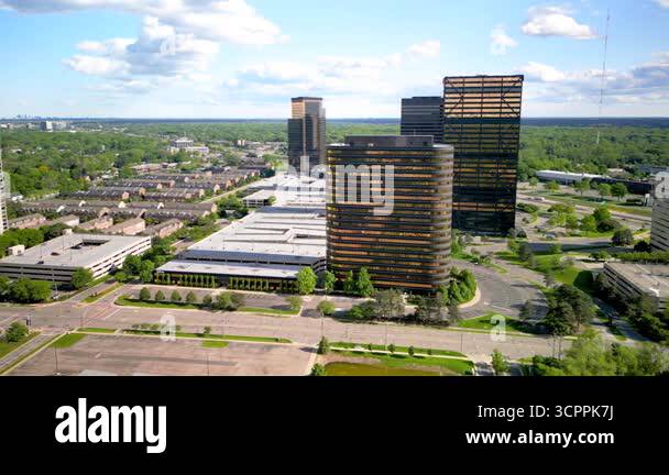 Southfield, Michigan- May 25, 2025 : Aerial view of Southfield is a ...