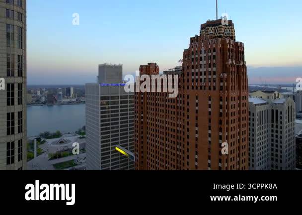 Detroit, MI USA - April 15, 2023 : Aerial view of Detroit downtown ...