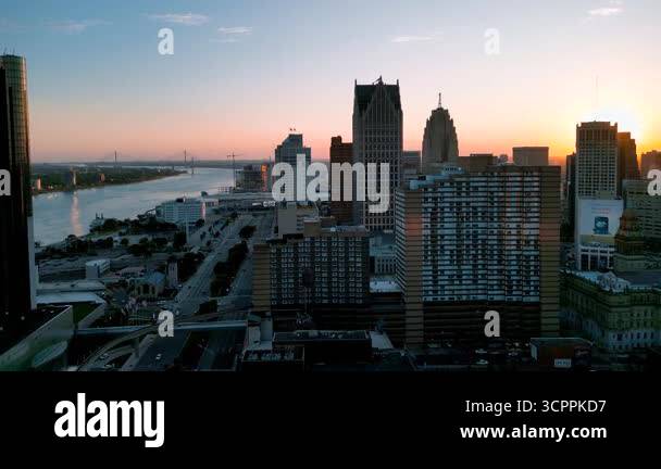 Detroit, MI USA - SEPTEMBER 10, 2025 : Aerial view of Detroit downtown ...