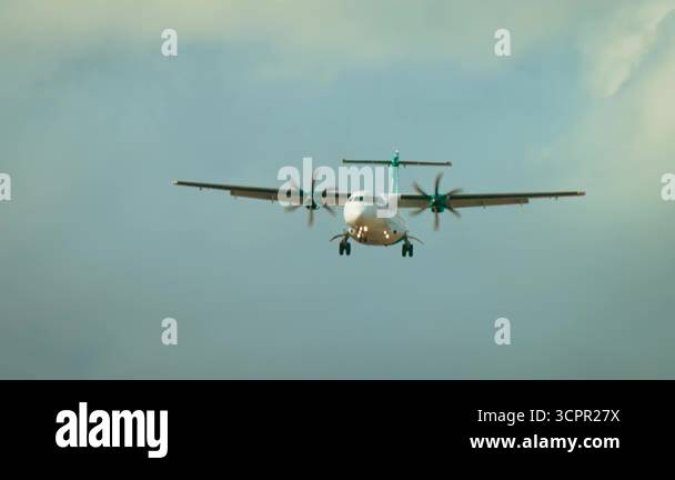 Turboprop airplane flying spinning propellers Stock Videos & Footage ...