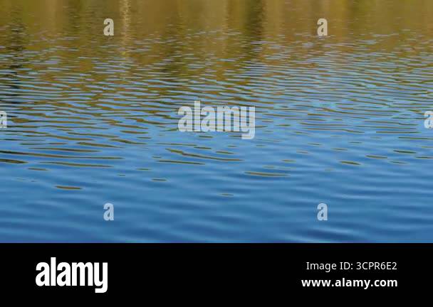 Slow motion 4K video of small waves creating ripples on the surface of ...