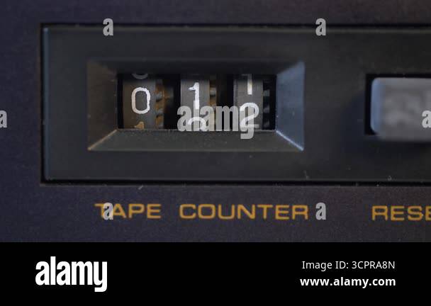 Old mechanical counter on a vintage audio cassette player tape deck ...