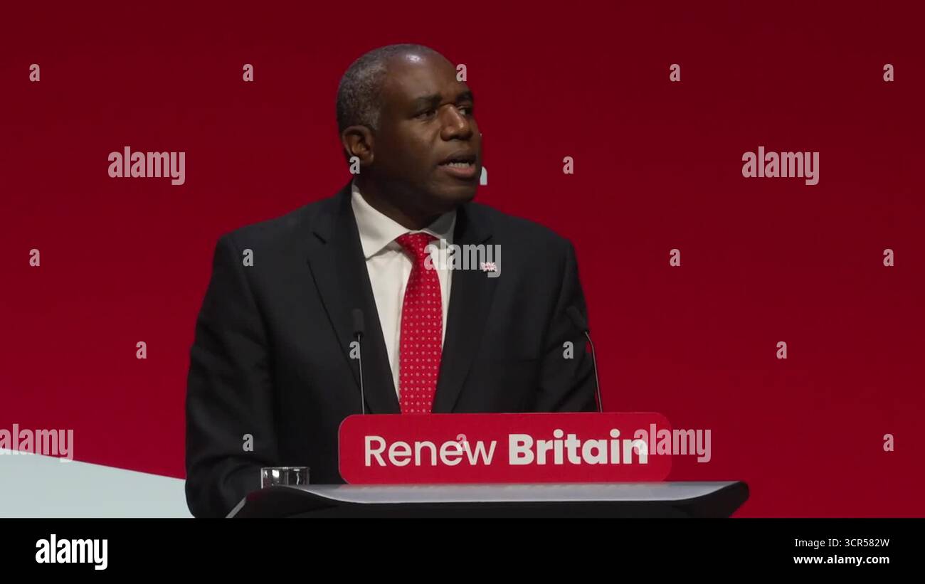 David Lammy's full speech at Labour Party conference Stock Video ...
