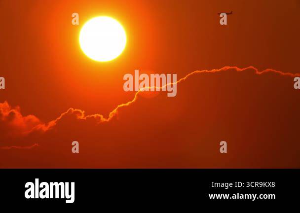 Sun going down at sun set. Hot eastern region. Vivid epic sunset at hot ...