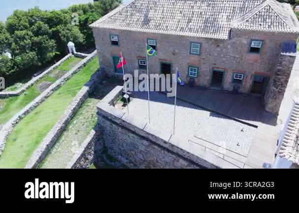 Orbital aerial scene of Fortaleza bastioned with colonial architecture ...