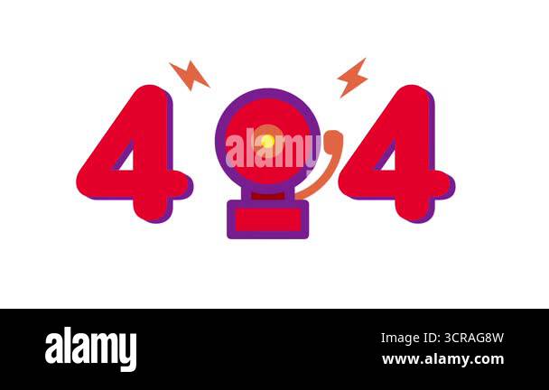 A red alarm siren in a 404 error, symbolizing urgent alerts, disruption ...