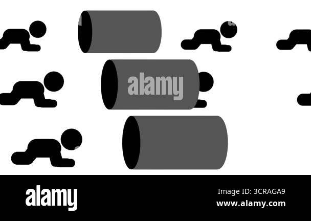 Several crawling infants face cylindrical obstacles, symbolizing ...