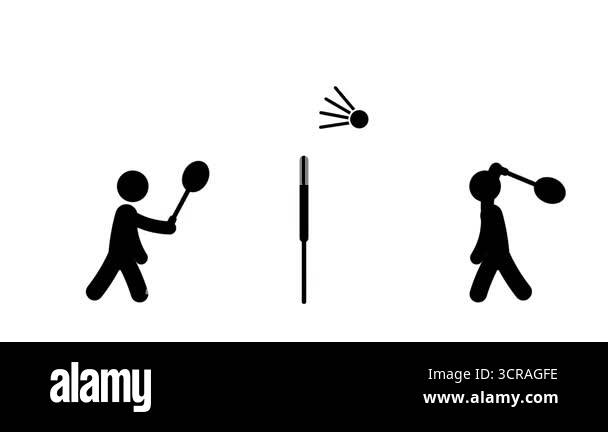 Two players play badminton, representing competition, fun, and the ...