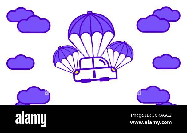 Multiple parachutes float together through the sky, symbolizing ...