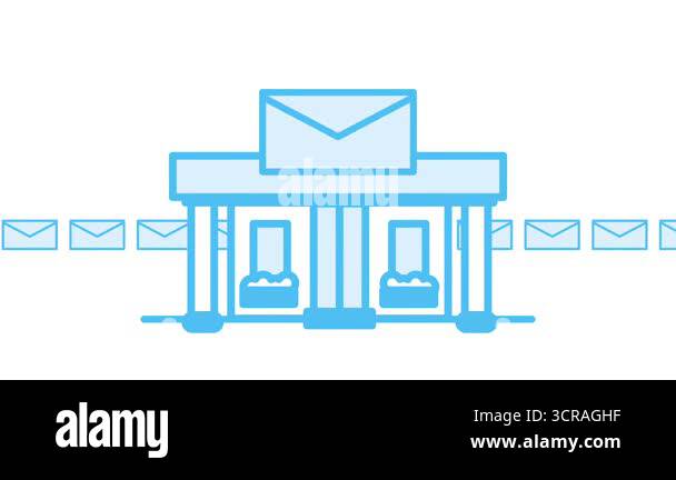 A blue postal office building stands as a hub of communication ...