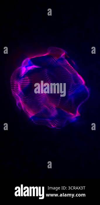 Abstract lines form an orb. The orb is illuminated with pink and blue ...