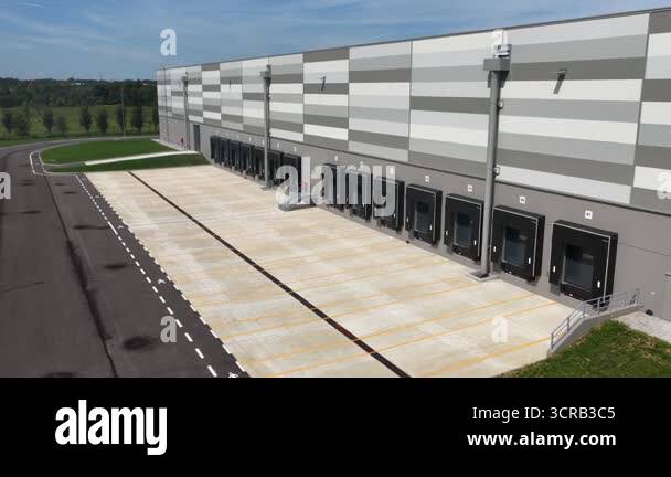 Logistics bay, Loading dock for trucks. Transport of goods at ...