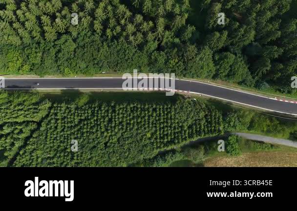 Nurburgring nordschleife race track. Germany. Top down aerial view ...