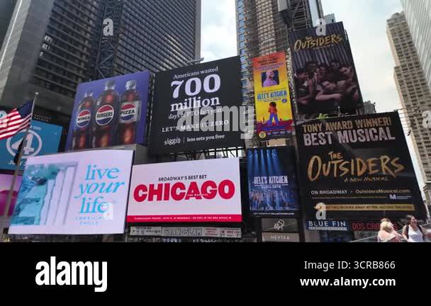 Bright colorful digital screens and advertisements at Times Square in ...