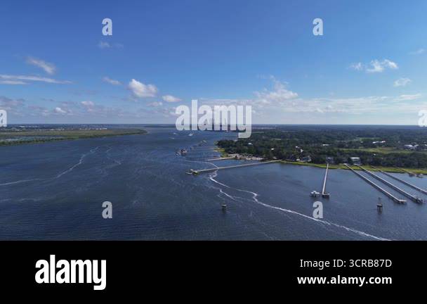 A stunning aerial perspective showcases a beautiful waterway, vibrant ...