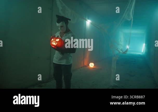 Creepy Monsters And Freaks During Halloween Night Stock Video Footage ...