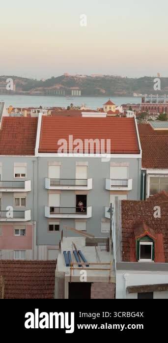 A beautiful and serene urban scene featuring balconies on buildings ...