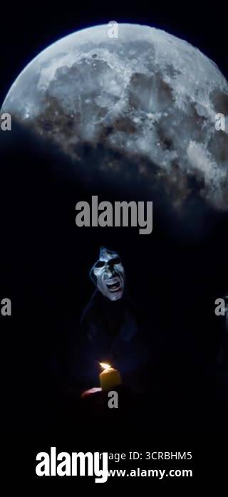 Spooky Hooded Zombies Approaching Camera with Glowing Moon Background ...