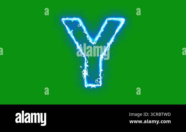 English alphabet Y with lightning energy sparks effect on green screen ...