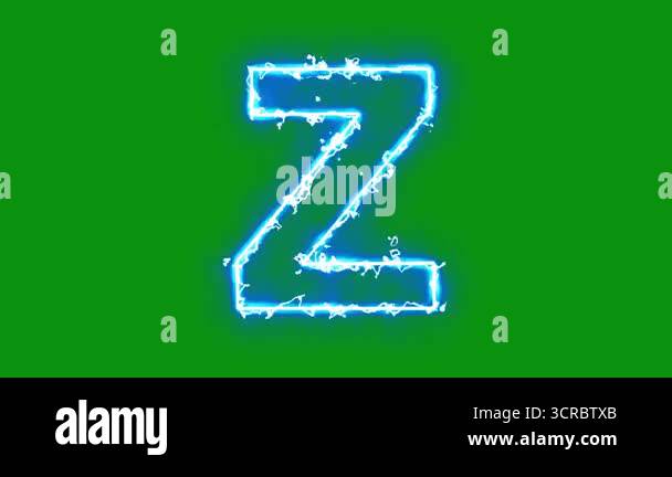 English alphabet Z with lightning energy sparks effect on green screen ...