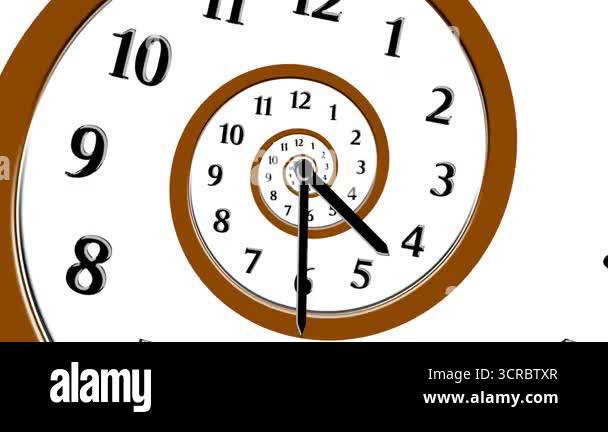 Running clock spiral vortex illusion on plain white background Stock ...