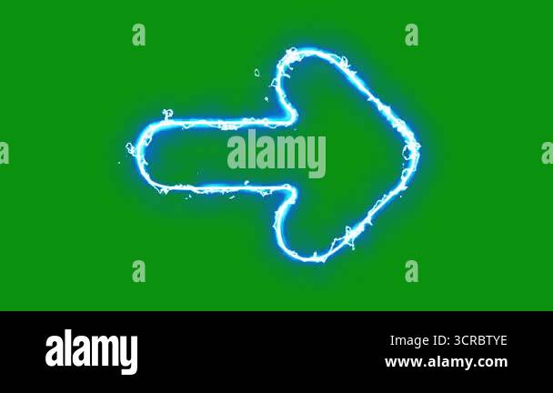 Arrow symbol with lightning energy sparks effect on green screen ...