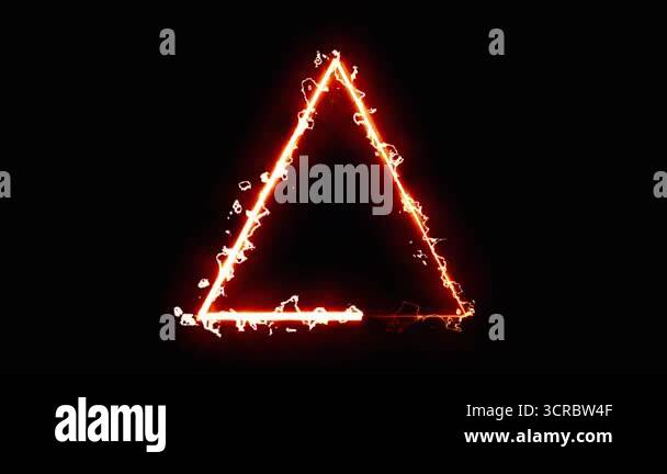 Triangle shape with fire energy sparks path effect on plain black ...