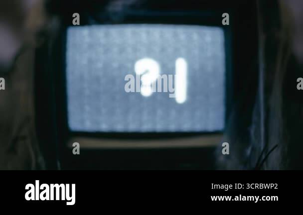 Writing Halloween Question Mark Symbols on a Vintage Noise TV Stock ...