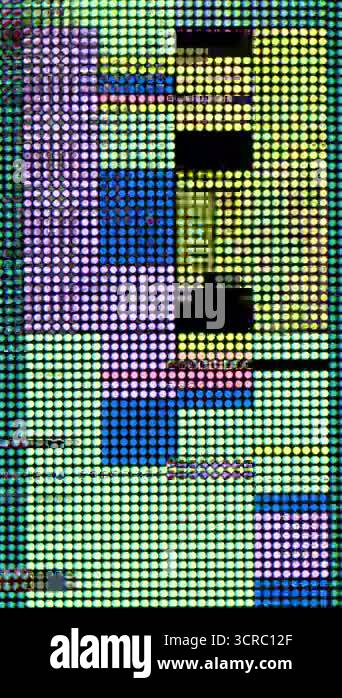 colourful pixelated glitching on led video screen in vertical Stock ...