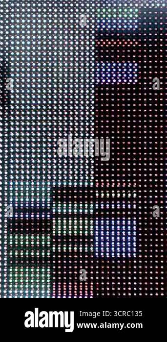 colourful pixelated glitching on led video screen in vertical Stock ...