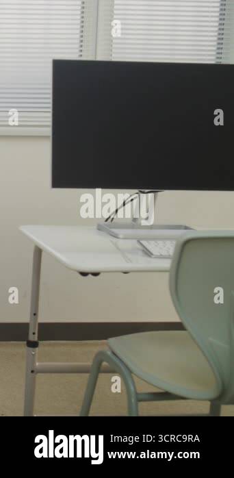 Modern Educational Space with Computer Desks, Monitors. Computer ...