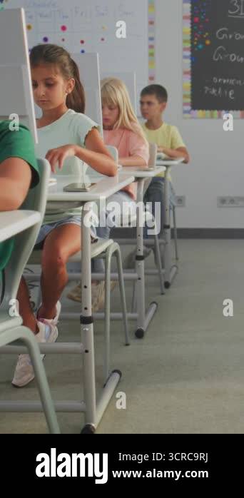 Elementary School Children Using Computers, Doing 3D Design Projects ...