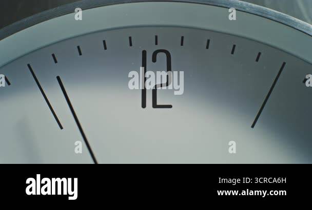 Macro Close Up Shot of Number 12 on the Dial and Running Second Hand on ...