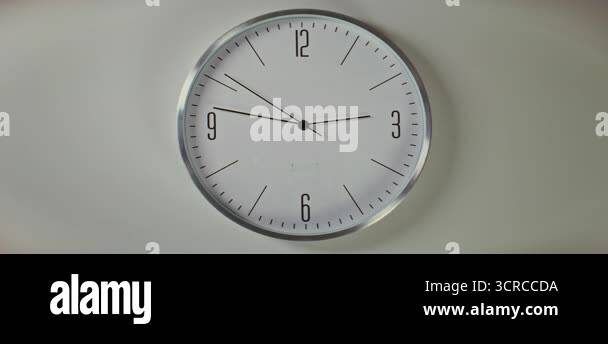 Close Up of Wall Clock with Minimalist Design with Moving Clock Hands ...