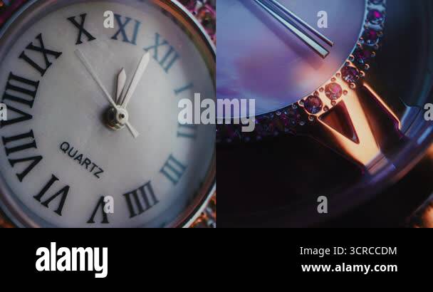Split Multi Screen Collage of Decorative Clocks with Ornate Jeweled ...