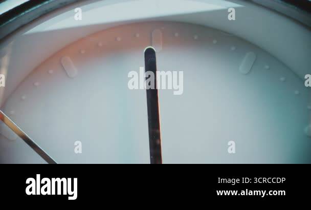 Close Up Shot of Moving Clock Hands Showing Precise Time on Minimalist ...