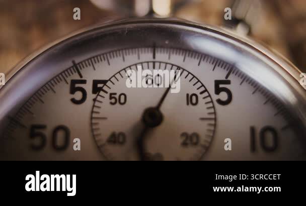 Time Lapse: Macro Close Up Shot of Mechanical Stopwatch with Metallic ...