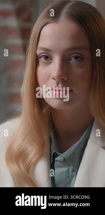 Portrait Caucasian confident business woman posing indoors in office ...