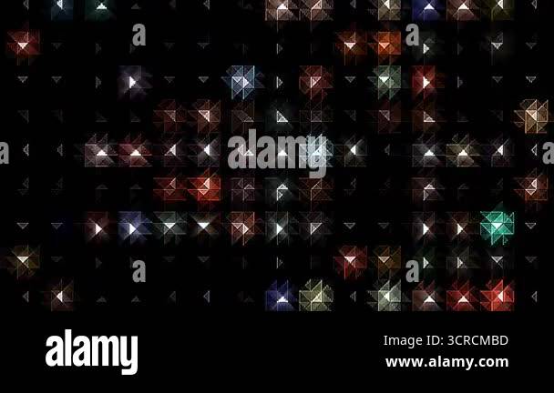 3D shining bright dots set colorful line wave motion, on black ...