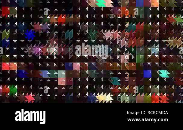 3D shining bright dots set colorful line wave motion, on black ...