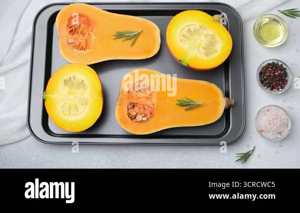 Butternut squash halves rosemary oil Stock Videos & Footage - HD and 4K ...