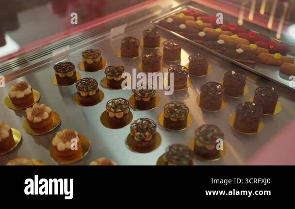 Bakery display assorted chocolate mousse Stock Videos & Footage - HD ...