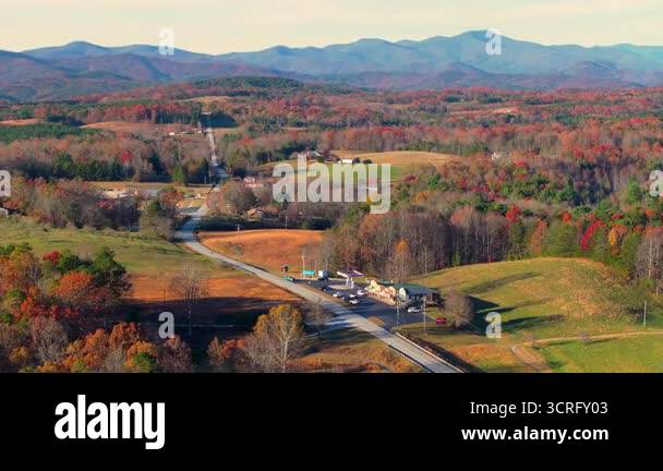 Appalachian mountains rural landscape with small town traditional ...