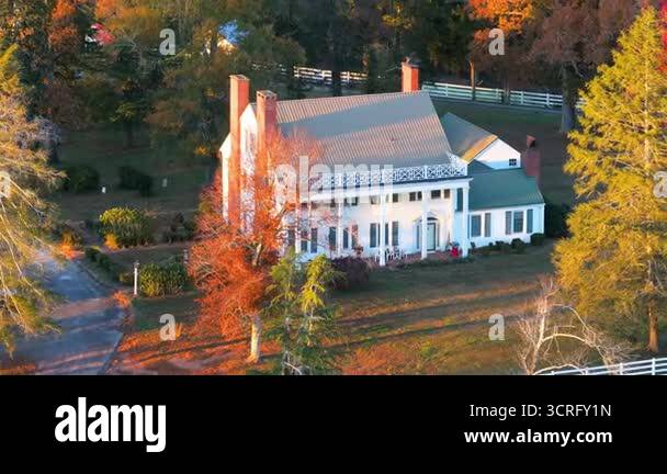 Large countryside houses scattered across the colorful North Carolina ...