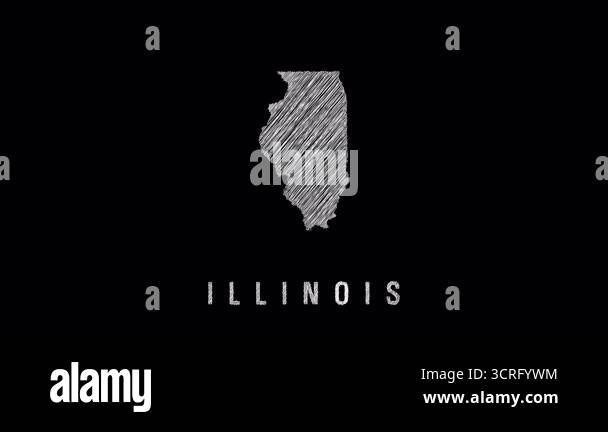 Illinois state map outline gradually emerging through hand-drawn lines ...